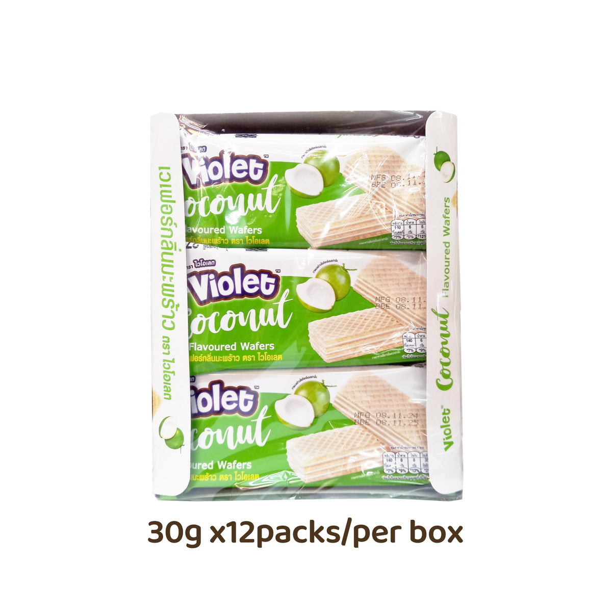 Violet Coconut Flavoured Wafers 30g x12packs | [A CAP Coconut Oil - A ...