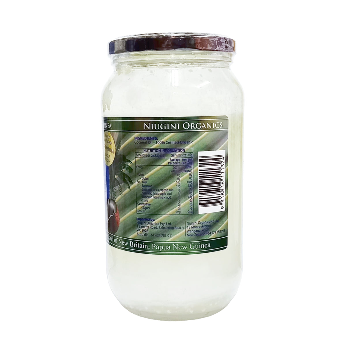 Niugini Organics Cold Pressed Virgin Coconut Oil 1000ml ACO Certified ...